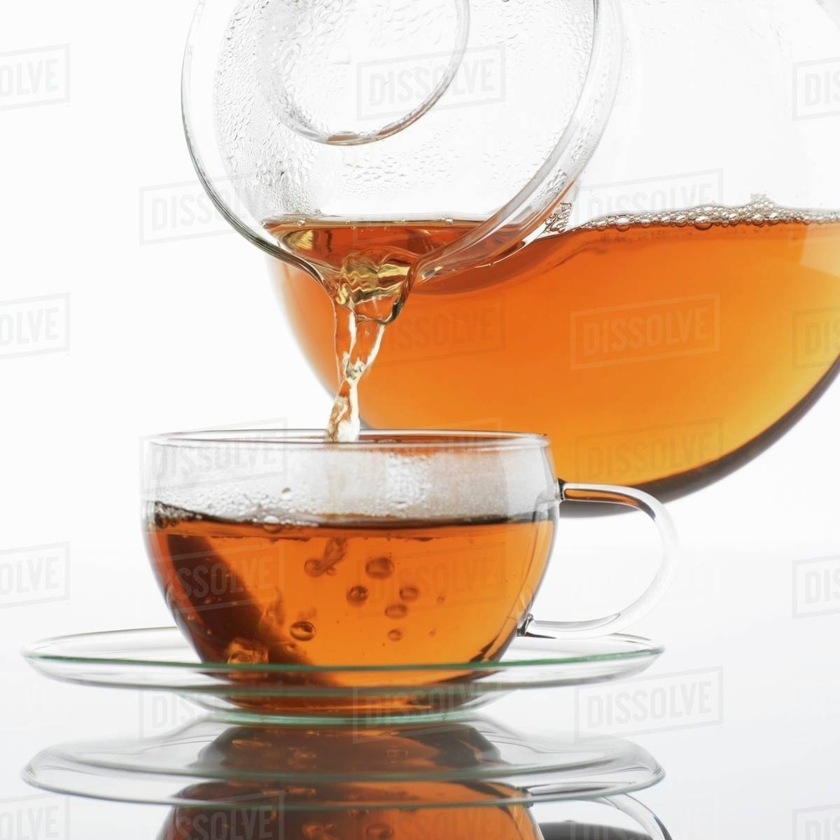 Pouring tea into a glass cup - Stock Photo - Dissolve
